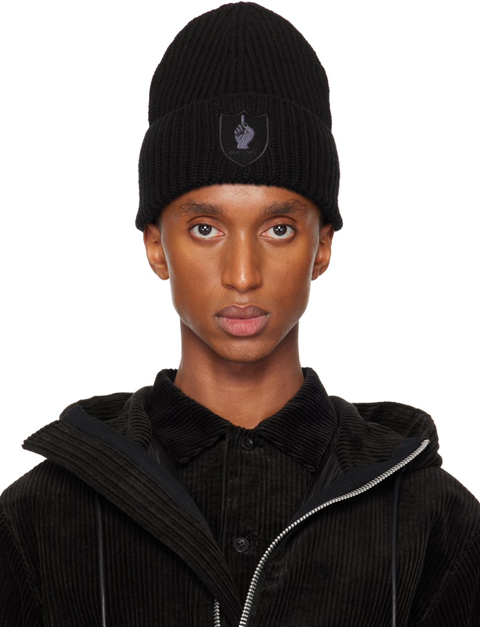 Sacai Black Gonz Edition 'One Love' Beanie In 001 Black - 60% Off